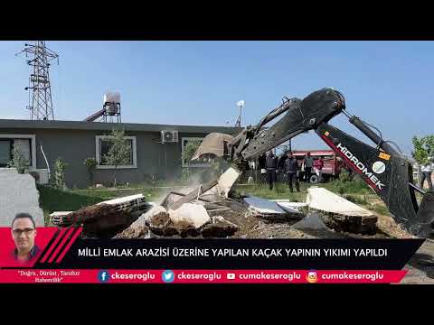 MİLLİ EMLAK'A AİT ARAZİ ÜZERİNE YAPILAN KAÇAK YAPI YIKILDI.