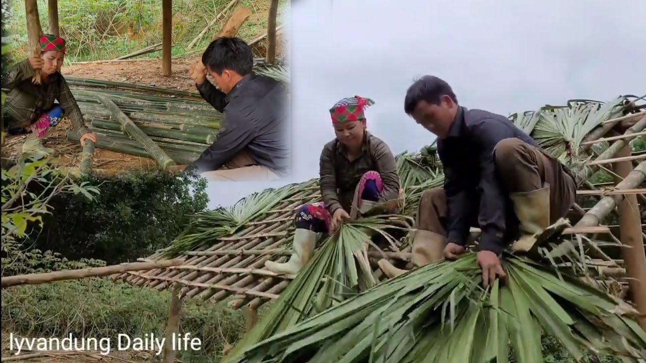 Dig a house, plant tree twigs to build a house, and grass twigs to ...