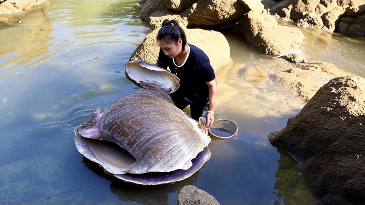 The girl is holding a mutated clam, looking forward to the unique joy ...
