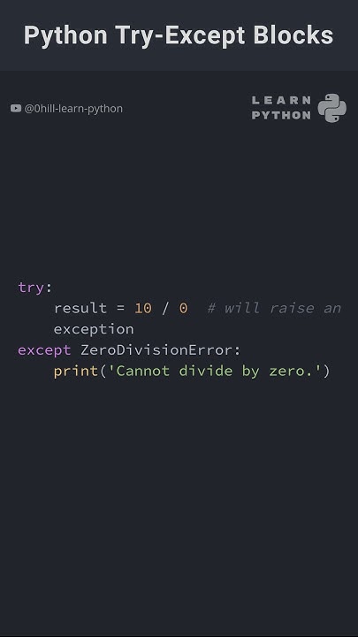 Python Try Except Blocks Pythonlearning Programming Coding Pythoncoding Python Youtube 