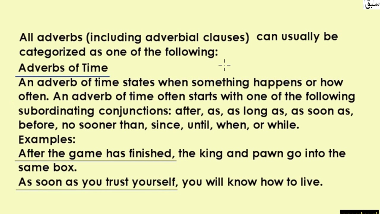 Adverbial Clauses Types (explanation with examples), English Lecture ...