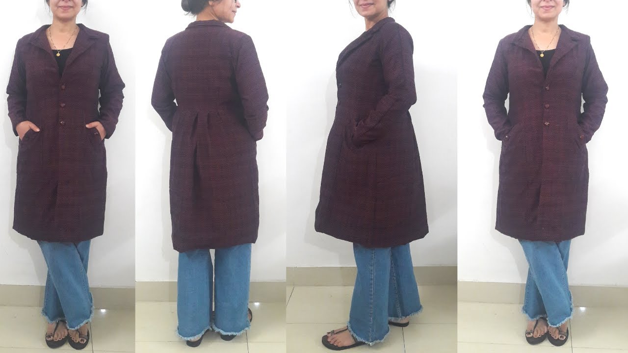 Long Coat/Jacket Cutting & Stitching | How to Make Long Coat in 2.5m ...