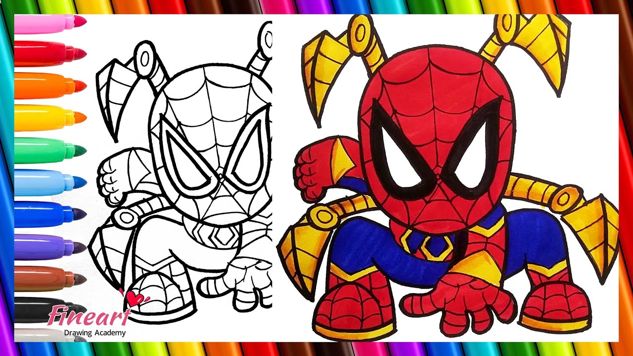 How To Draw the Iron Spider | Spider Man | Easy Draw And Color Iron ...