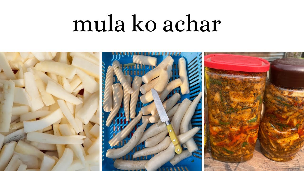 mula ko achar // homemade white radish pickles // mulako amilo achar ...