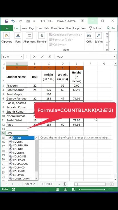 Excel Trick: Excel COUNTBLANK Function. - YouTube