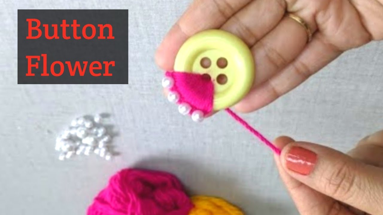 Amazing Hand Embroidery Button Flower Design Idea,Easy Hand Embroidery ...