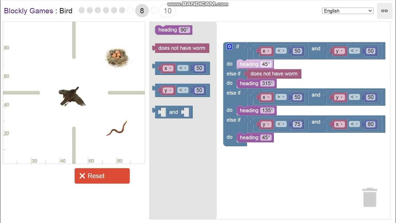 Blockly Games Bird level 8 - YouTube