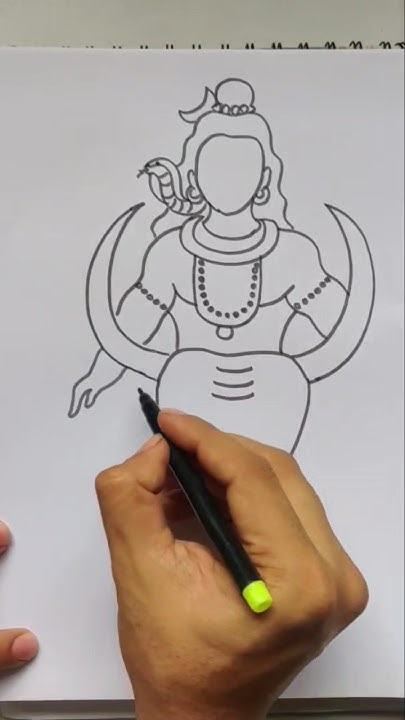 Drawing Shivji using letter C,U/ Quick simple and easy drawing of Shankar bhagwan & nandi ...