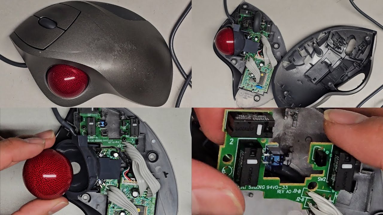 Logitech TrackMan Wheel Optical Trackball Mouse 804360-1000 Disassembly ...