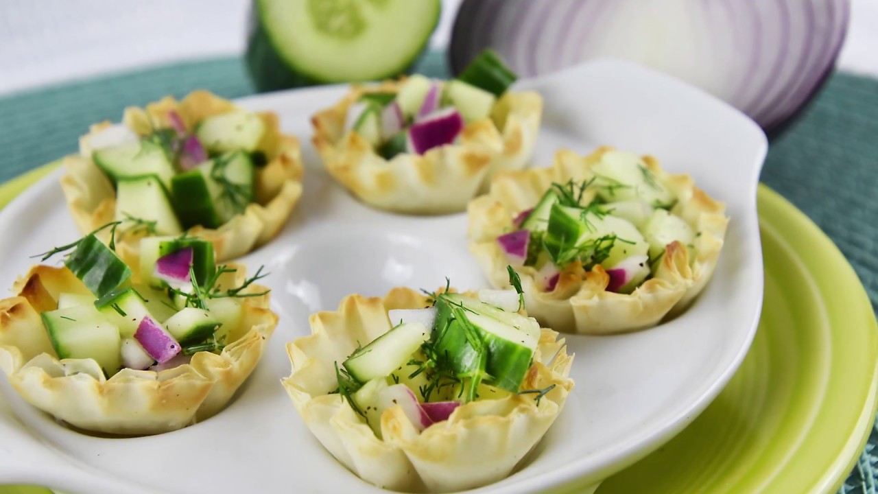 Athens Balsamic Cucumber Phyllo Canapes - YouTube