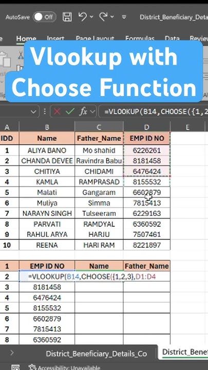 Vlookup With Choose Function Right to left vlookup #excel #exceltips #exceltricks #vlookup - YouTube