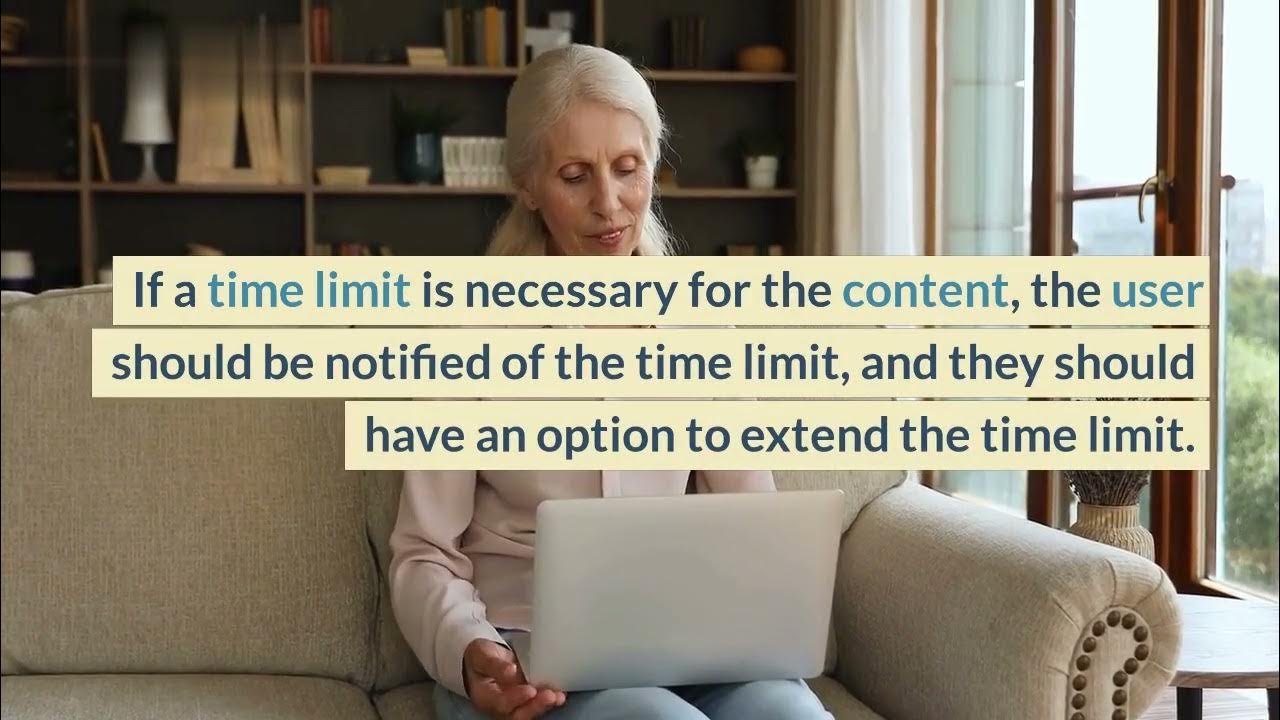 How to implement WCAG 2.1 Success Criterion 2.2.3 No Timing in code with examples - YouTube