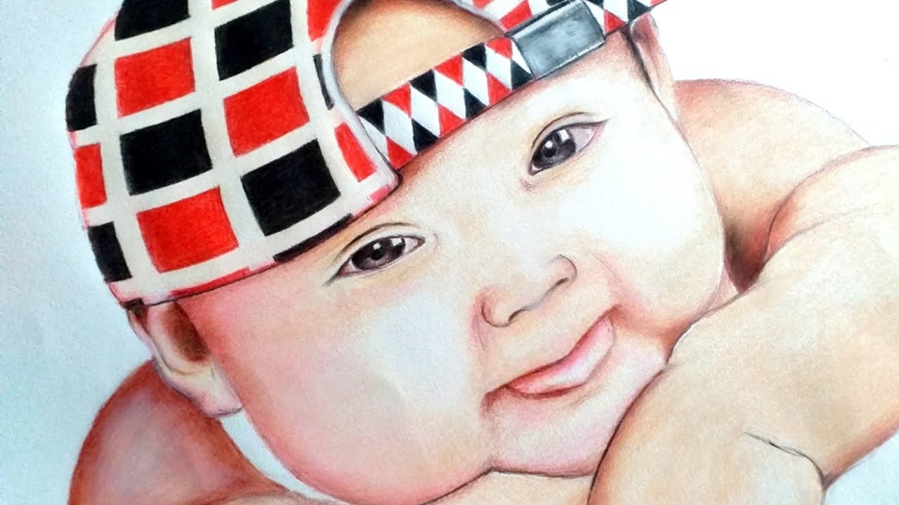 small baby drawing with colour pencil |how to draw cute baby drawing ...
