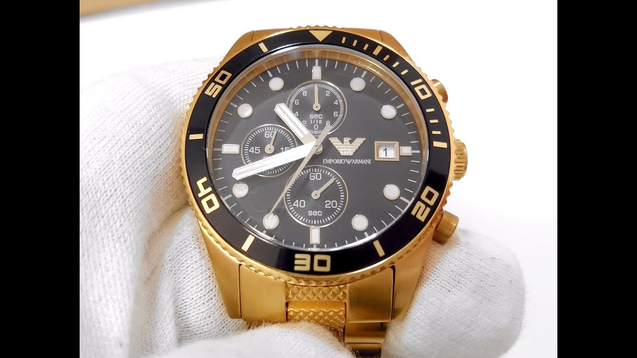 EMPORIO ARMANI AR5857 Chronograph Watch by Seiko (SII) VD57 - YouTube