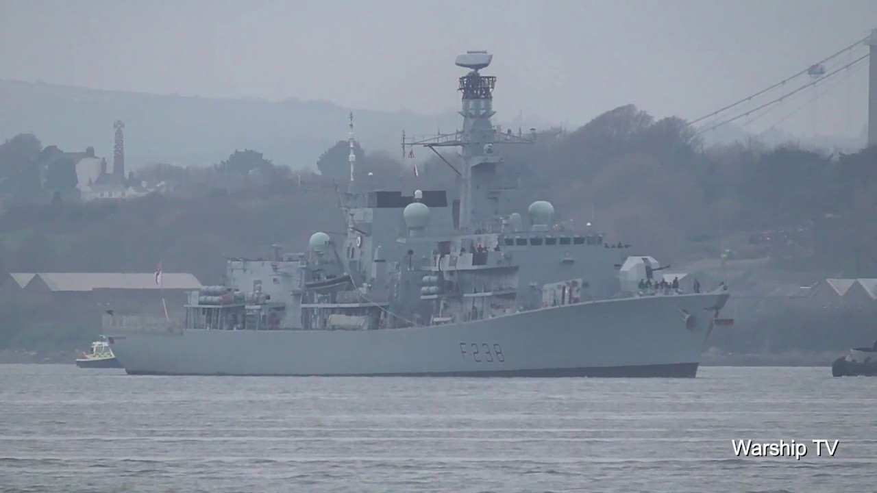 HMS NORTHUMBERLAND F238 LEAVES DEVONPORT NAVAL BASE AT NORTH CORNER ...