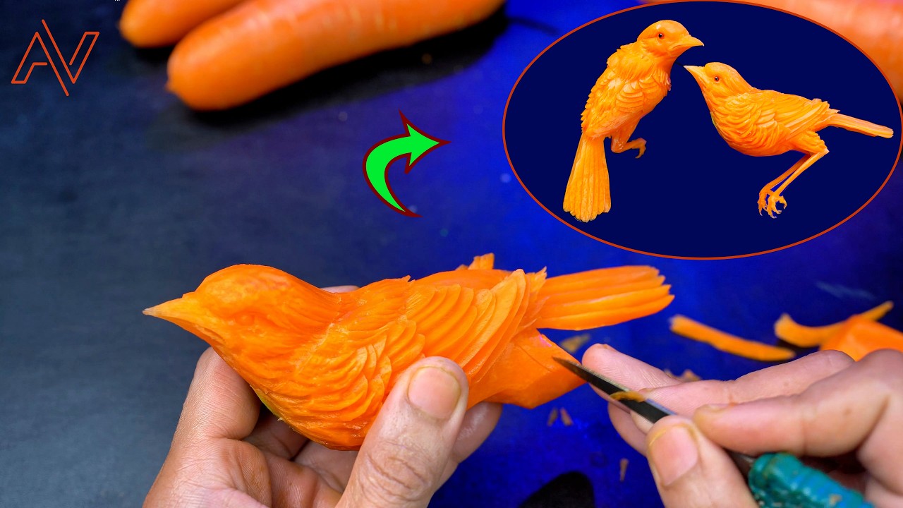 Bird Carving With Carrots | AV Vegetable Carving Art - YouTube