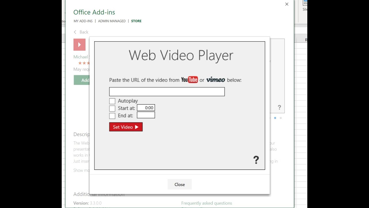 Web Video Player in Excel 2019 / 2016 / 365 - YouTube