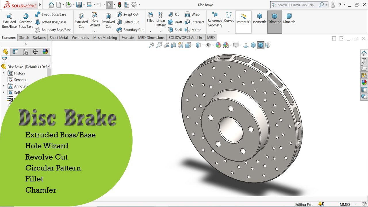 How to design Disc Brake on Solidworks_ #solidworks #automobile - YouTube