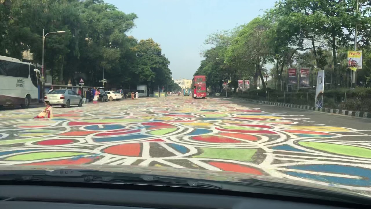 Street mural (alpona) in Dhaka on the 1st day of the Bengali New Year ...