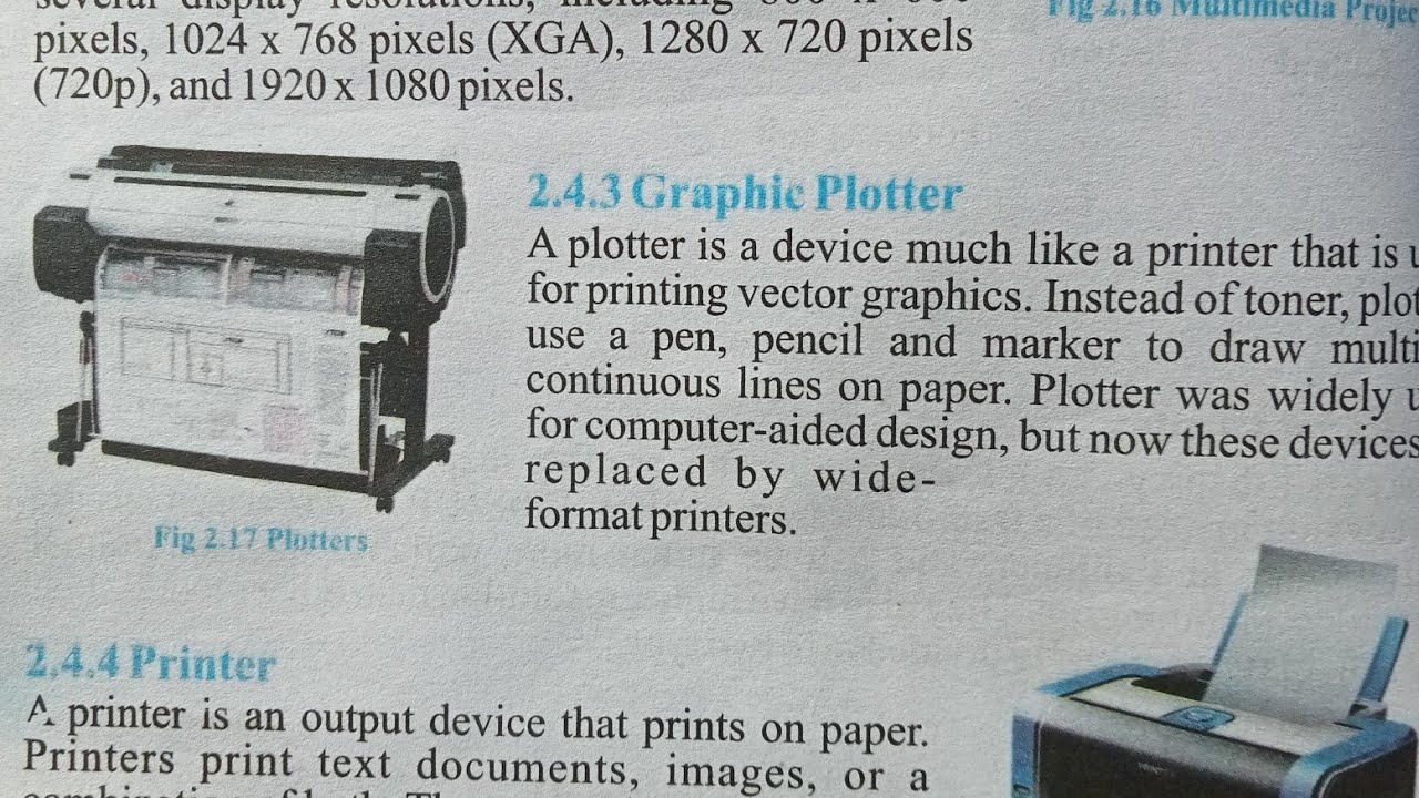 Multimedia Projector, Graphics Plotter & Printer Output devices ...