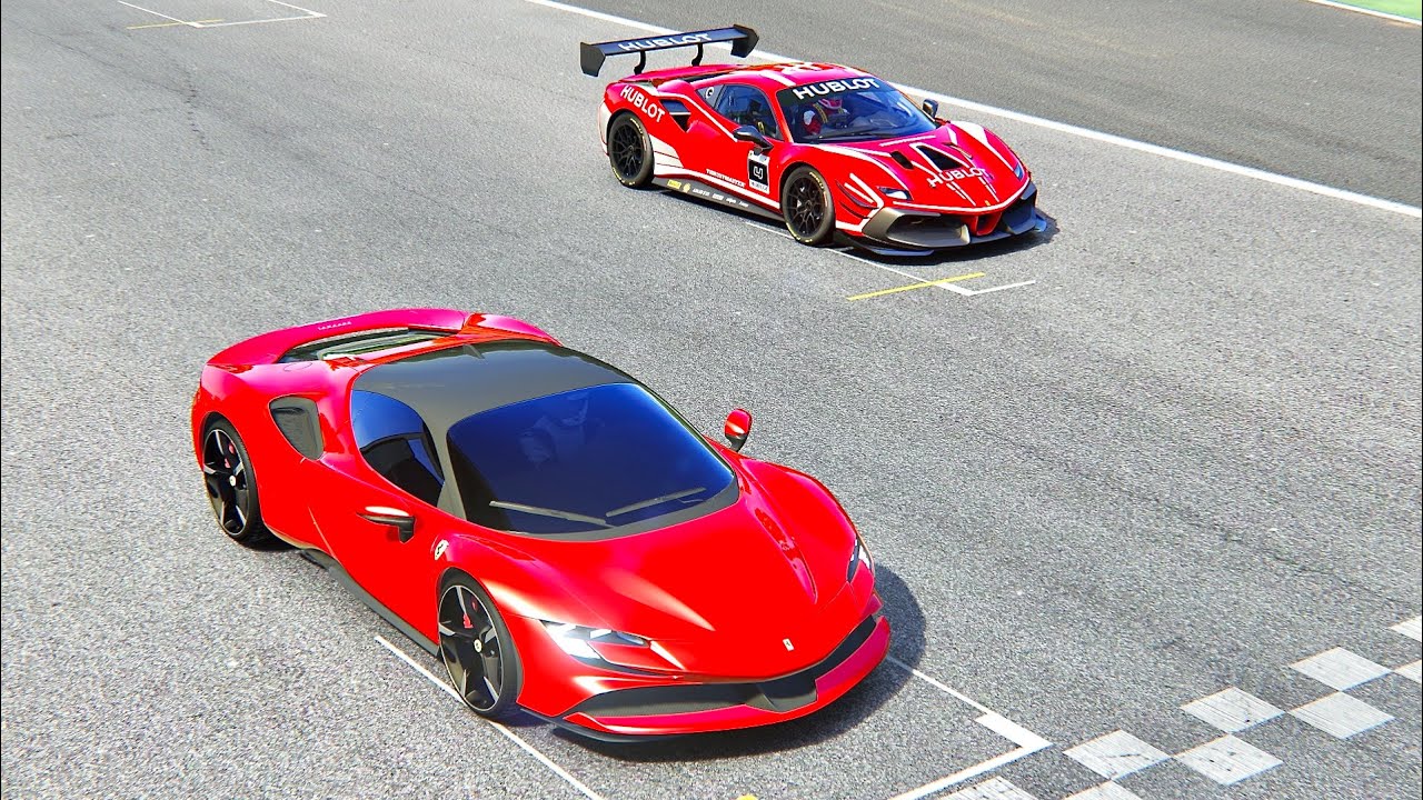 Ferrari SF90 Stradale vs Ferrari 488 Challenge EVO at Imola - YouTube