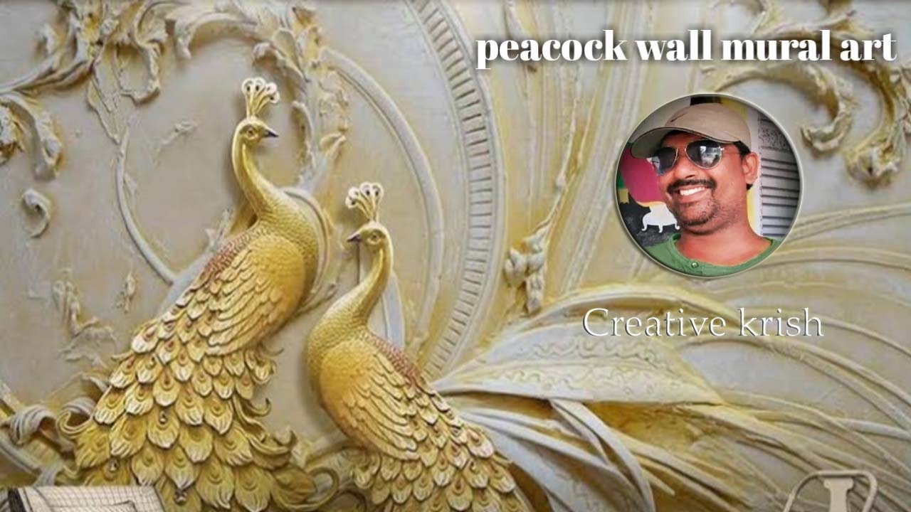 how to make peacock wall mural design in (Creative krish) - YouTube