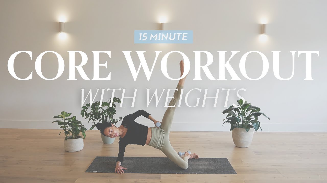 15 Min CORE WORKOUT with Weights | At-Home Pilates - YouTube