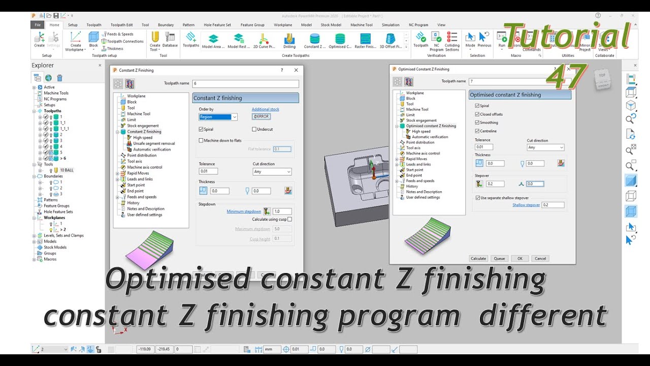 autodesk powermill optimised constant z finishing tutorial | powermill ...