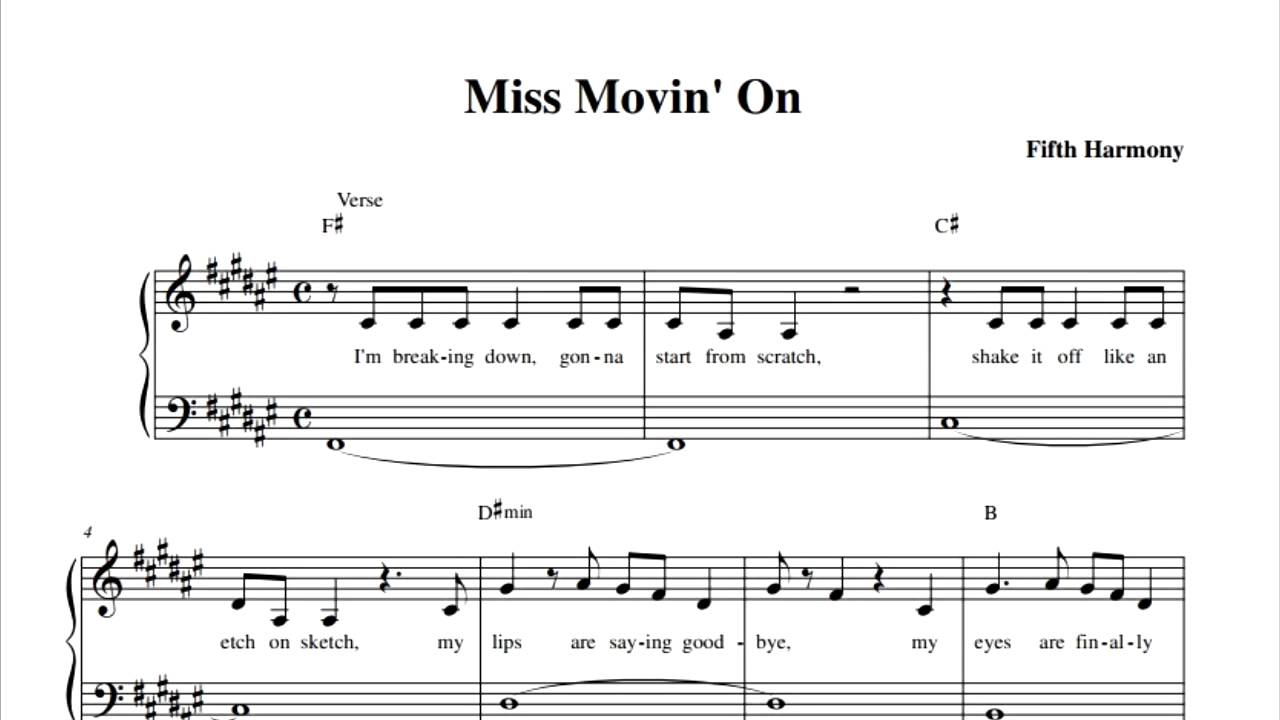 Fifth Harmony - Miss Movin' On - Piano Music Sheet - PianoLuck.com ...
