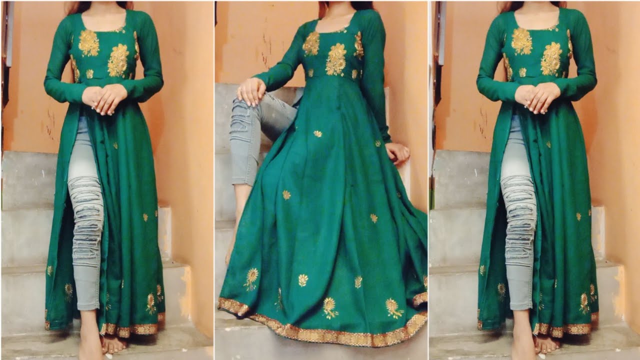 front open kurti cutting and stitching || front slit kurti cutting ...