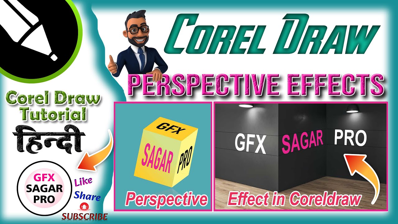 Perspective Effect in Corel Draw I Text Effects I Corel Draw Hindi Tutorials @gfxsagarpro - YouTube