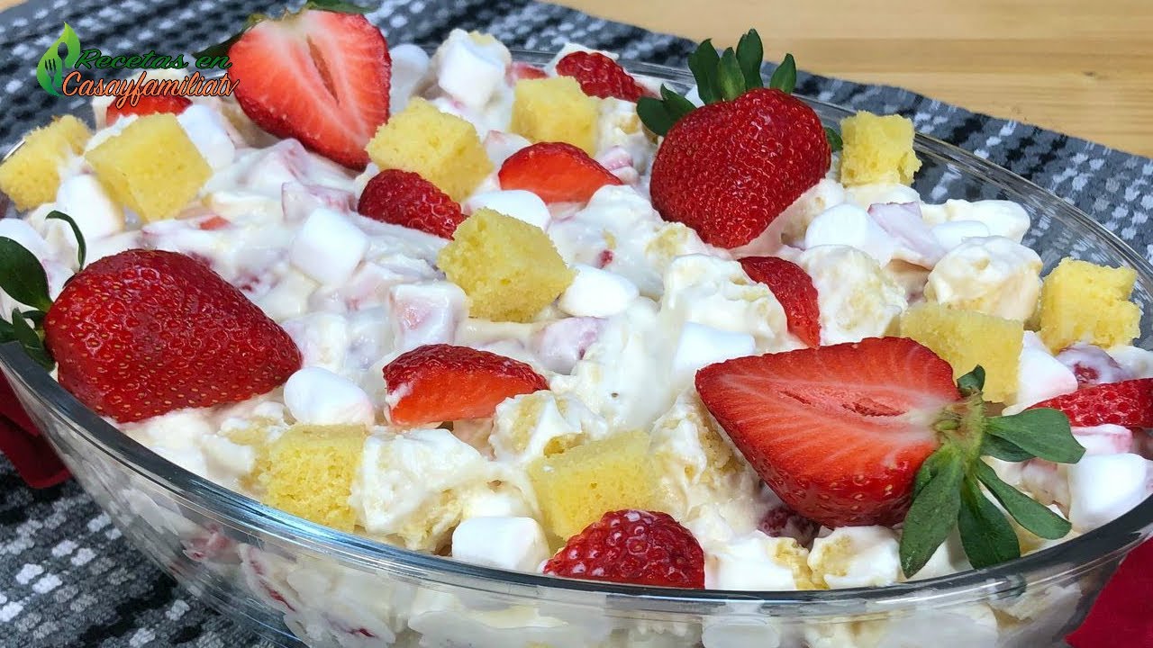 ENSALADA DE FRUTAS con LECHE CONDENSADA y MARSHMALLOWS | Postre Cremoso ...