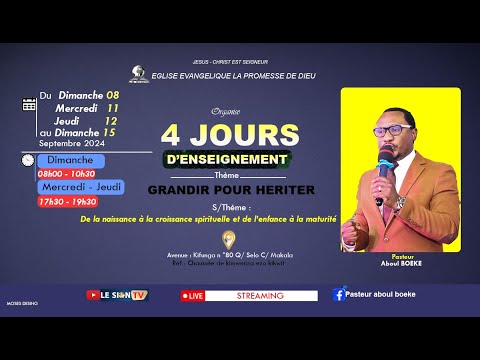 15 SEPTEMBRE 2024 CULTE D'ENSEIGNEMENT / AVEC PASTEUR ABOUL BOEKE - YouTube