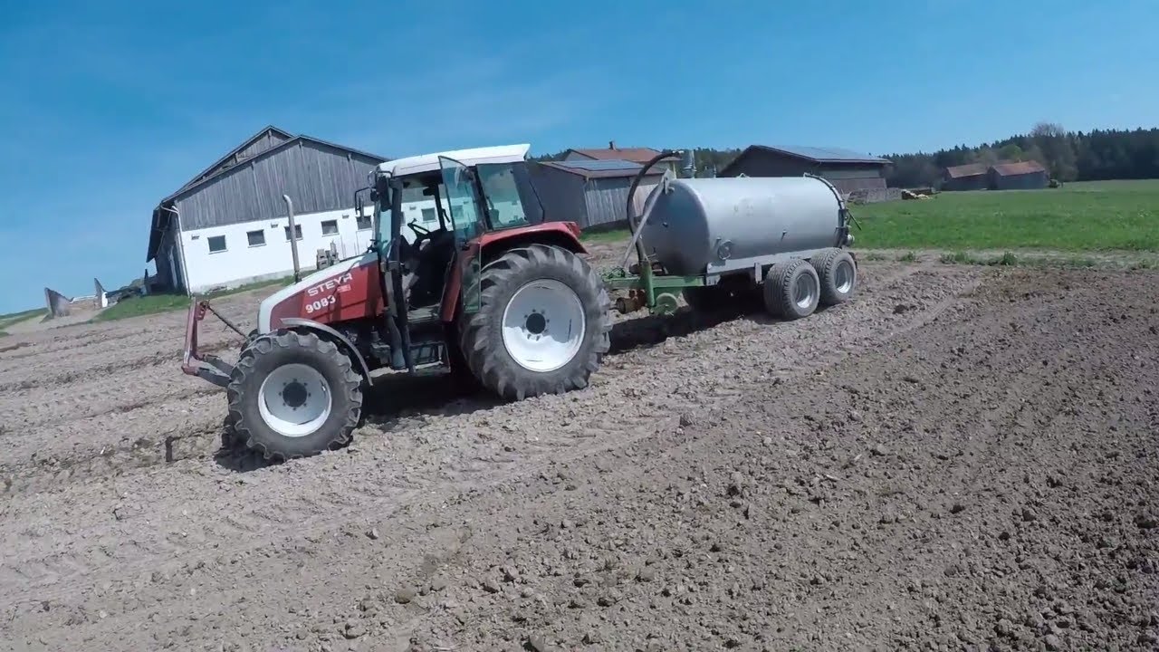 [HD] Gülle ausbringen mit Steyr 9083 und Eckart Güllefass auf´s ...