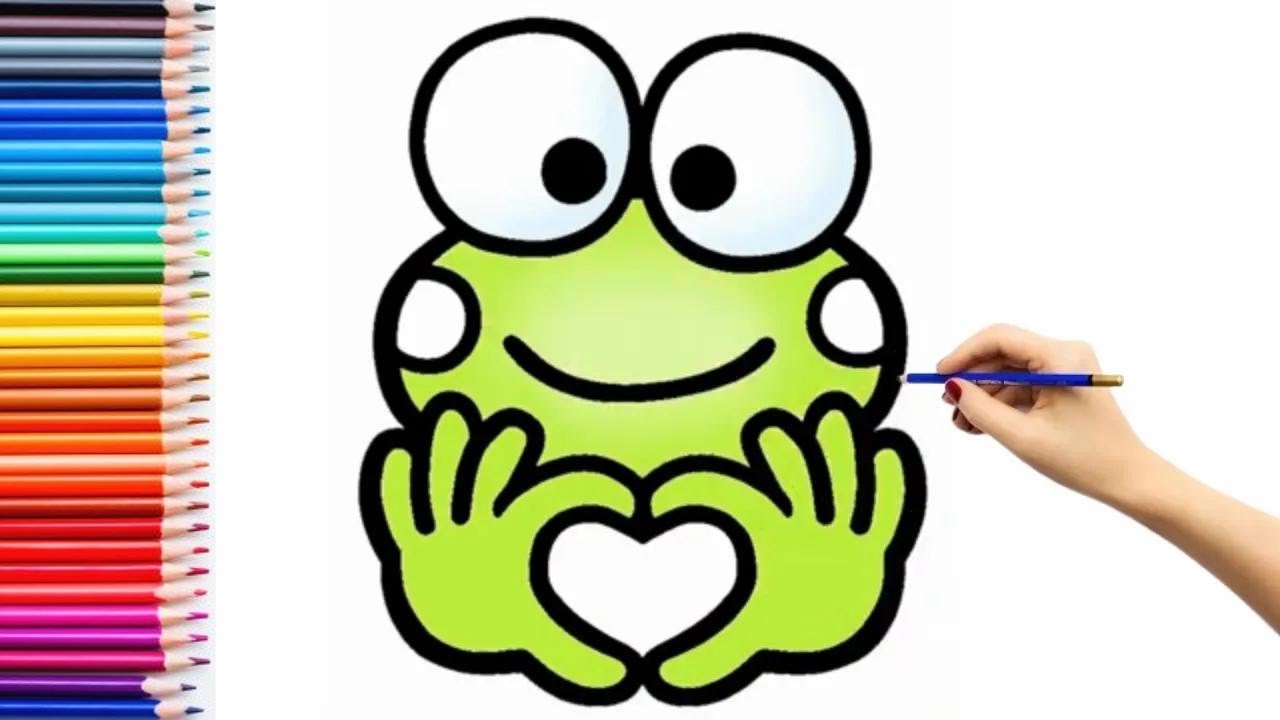 How to draw a cute frog step by step for kids and toddlers - YouTube