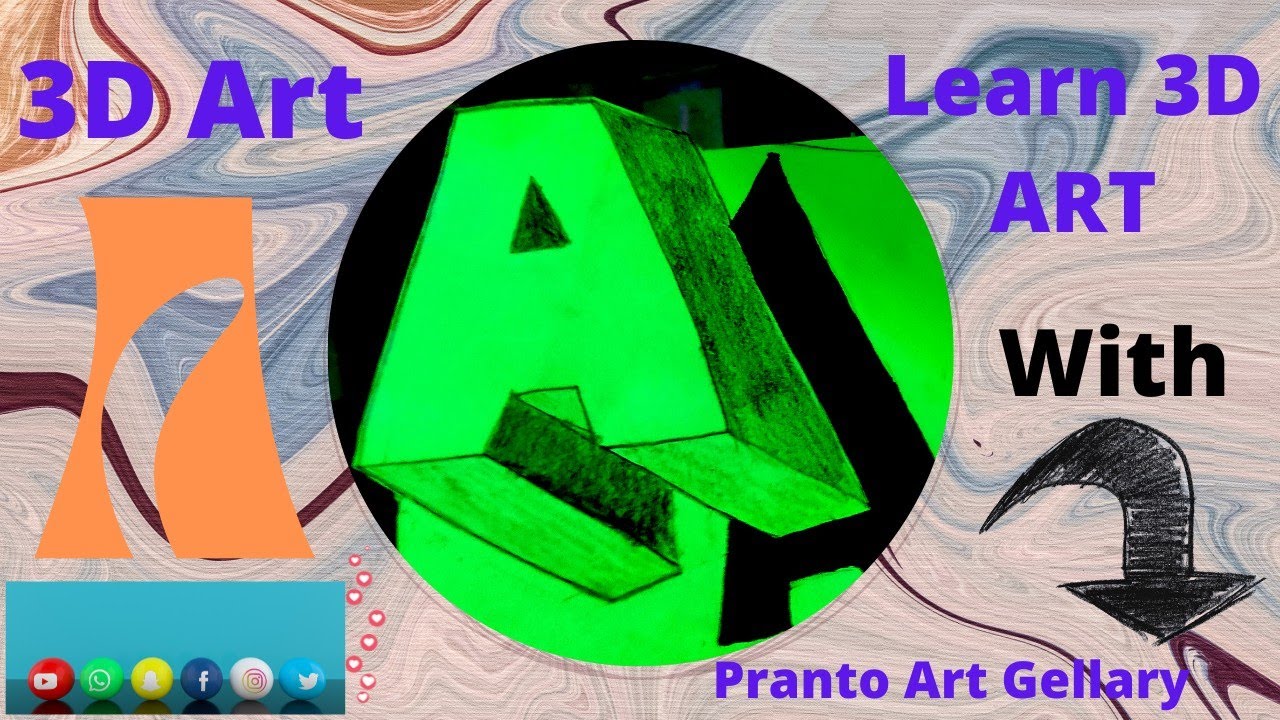 How to 3D art lettar A / drawing Tutorial. pancil and parkar / # art by pranto - YouTube