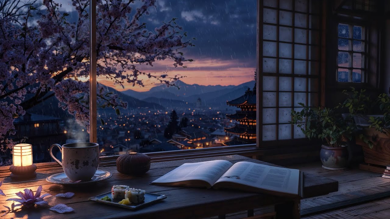 Cozy Study Room in Japan - Heavy Rain and Thunder for Relax, Focus and ...