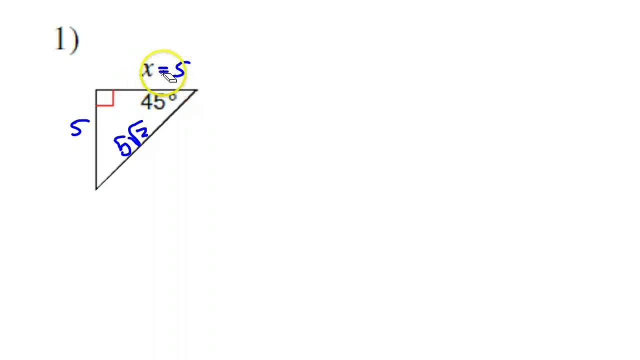 Day 4 HW #1 to #4 Special Right Triangle Combos - YouTube