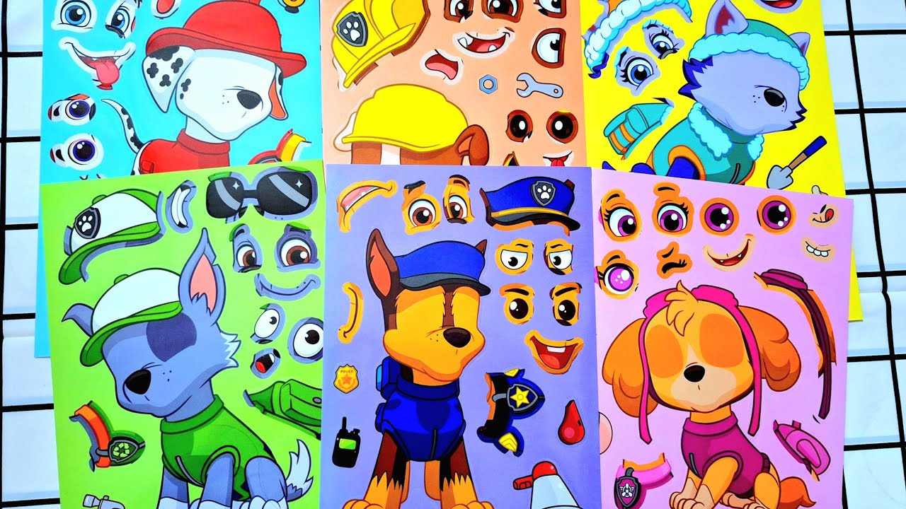 🔴 Paw Patrol Sticker Book Makeover: Skye,Chase, Ryder, Marshall,...Fun ...