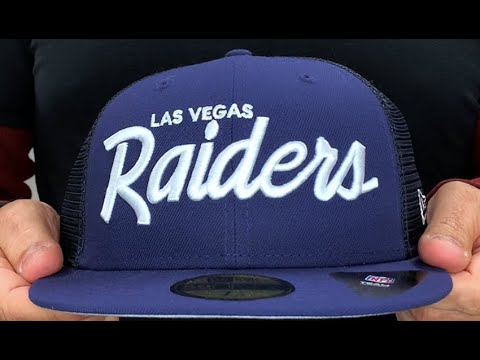 Las Vegas Raiders NFL TEAM-SCRIPT MESH-BACK Navy-Navy Fitted Hat by New ...