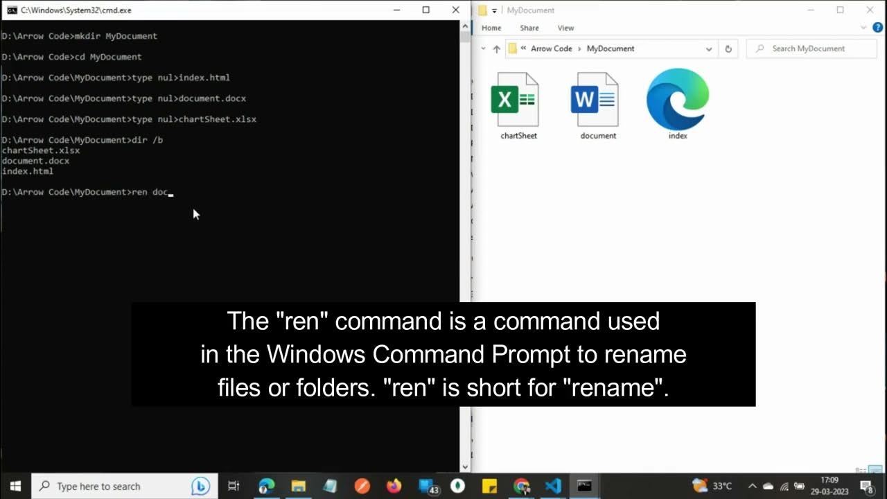 Folder & File Create, Delete, Rename using Command Prompt - YouTube