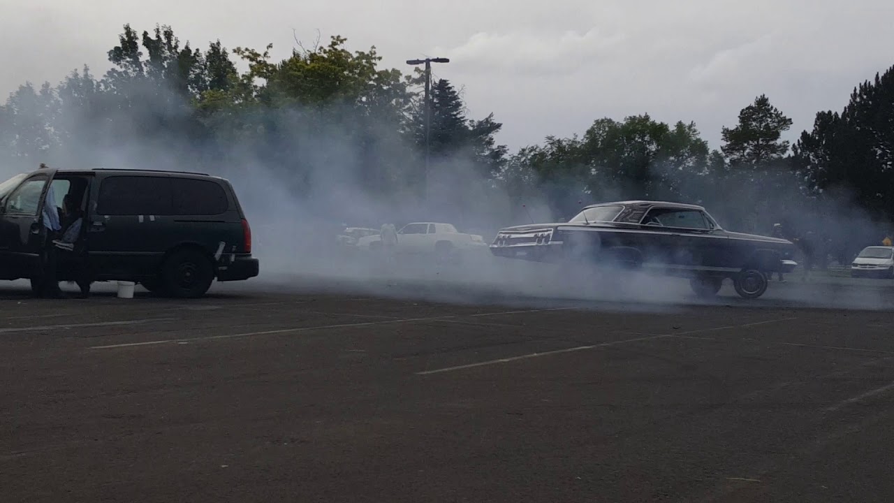LOWRIDER IMPALA DRIFTING TILL TIRES BLOW UP, IN AURORA COLORADO - YouTube