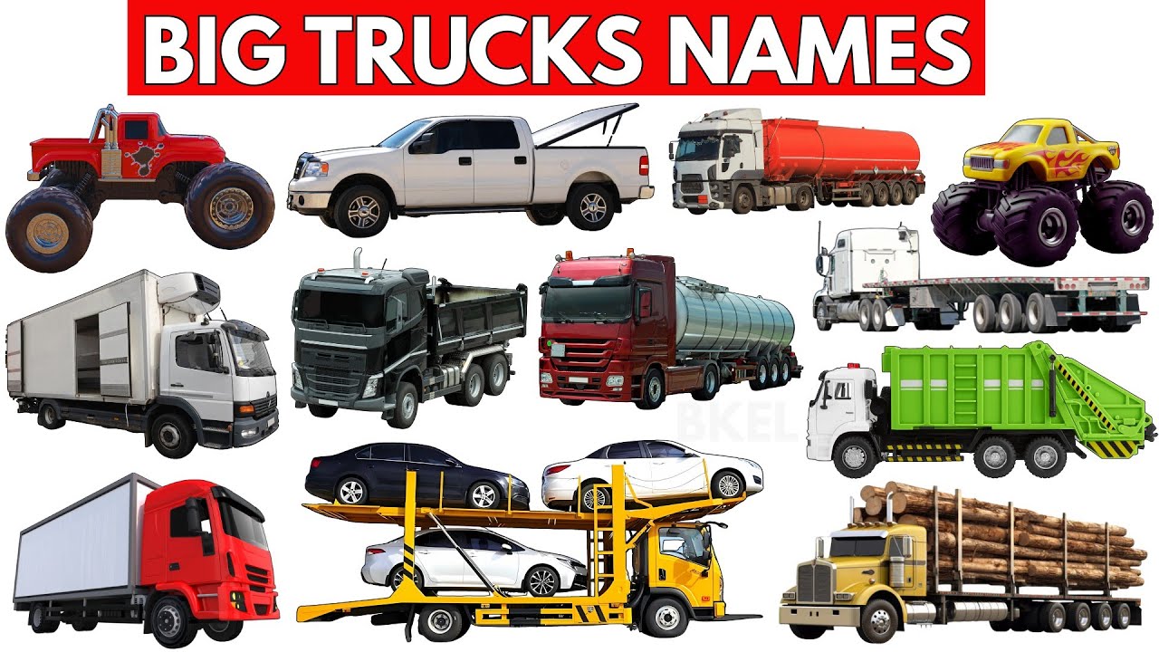 Vehicle Names | Learn Vehicle Names in English with sounds | Trucks ...