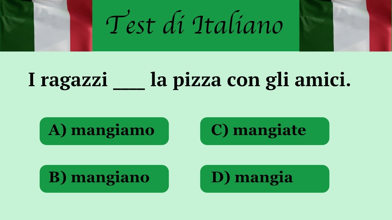 Mixed Italian Grammar Quiz Beginner Level A1-A2 (exercise practice ...
