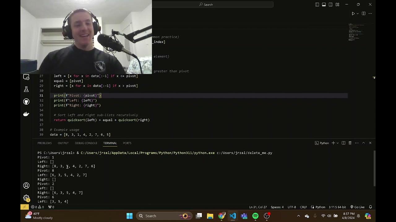 CSE 381 Quicksort Algorithm Final - YouTube
