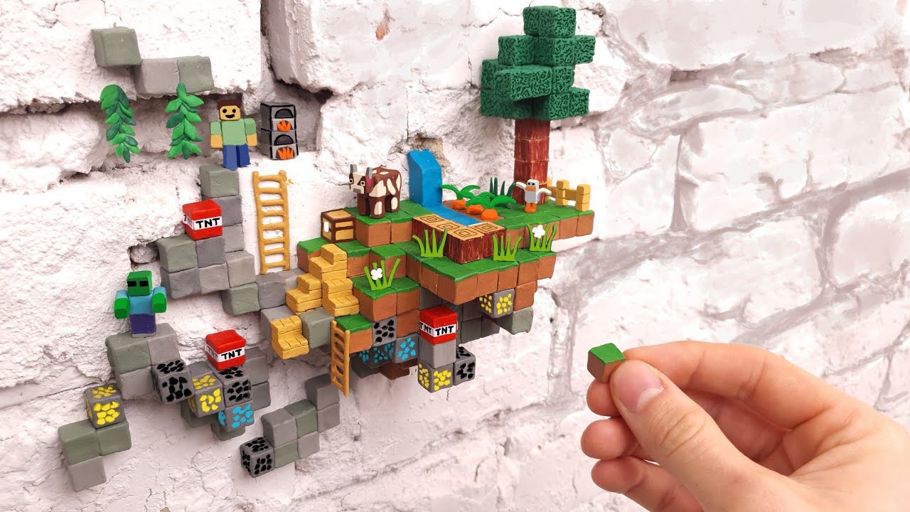 Minecraft on the wall. Clay diorama with game sounds - YouTube