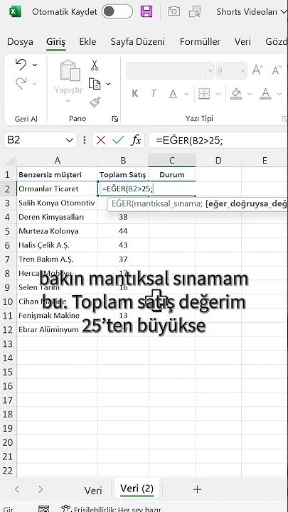 Eğer Formülü Nasıl Kullanılır? #Excel #Shorts - YouTube