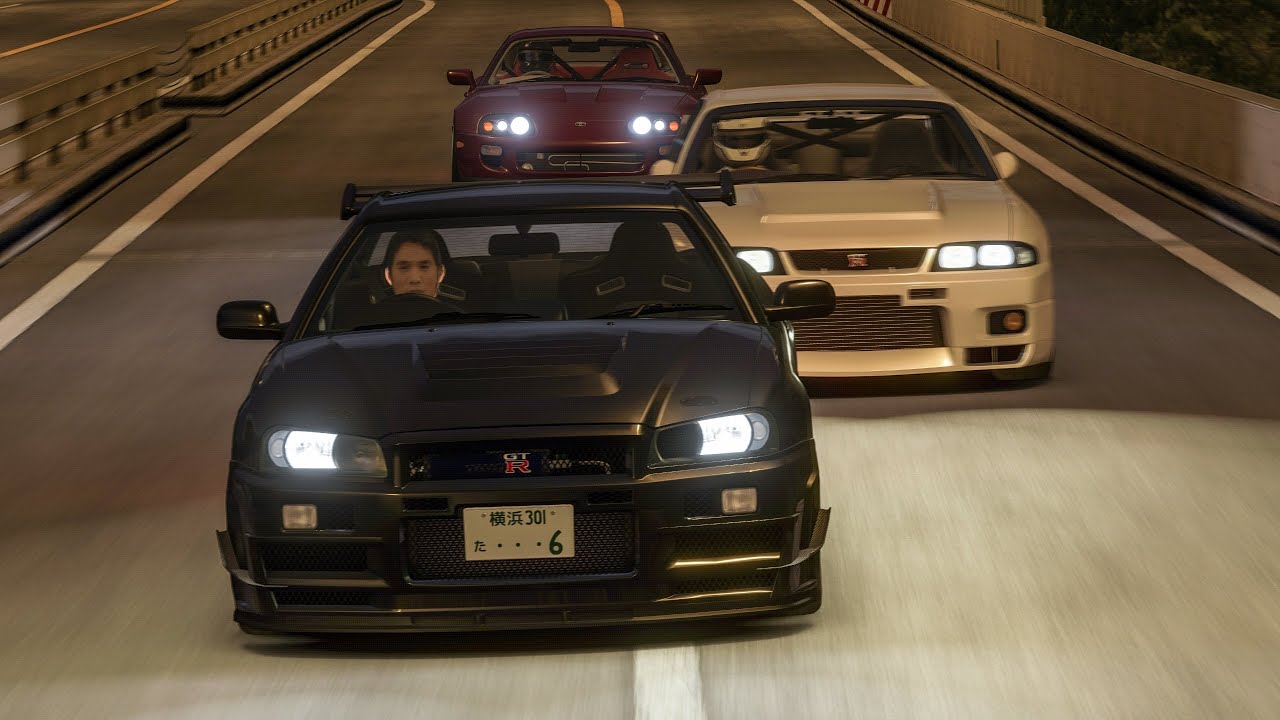 800BHP Tuned Nissan Skyline GT-R R33 street racing on the Wangan ...