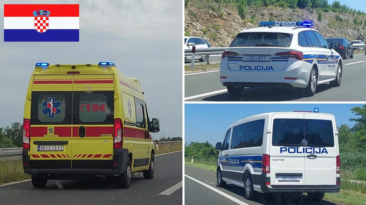 Croatian Ambulance & Police Vehicles On Highway - YouTube