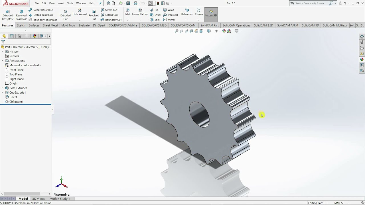 Solidworks tutorial | How to design a gear wheel - YouTube